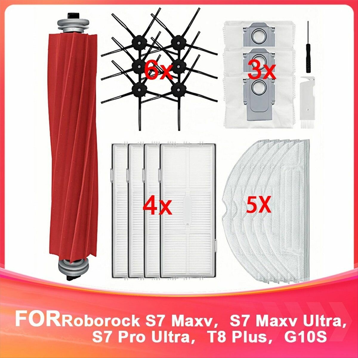 Запасные части для роботов-пылесосов Roborock S7 MaxV, S7 MaxV Ultra, S7 Pro Ultra, T8 Plus, G10S, основная щетка, пылесборники
