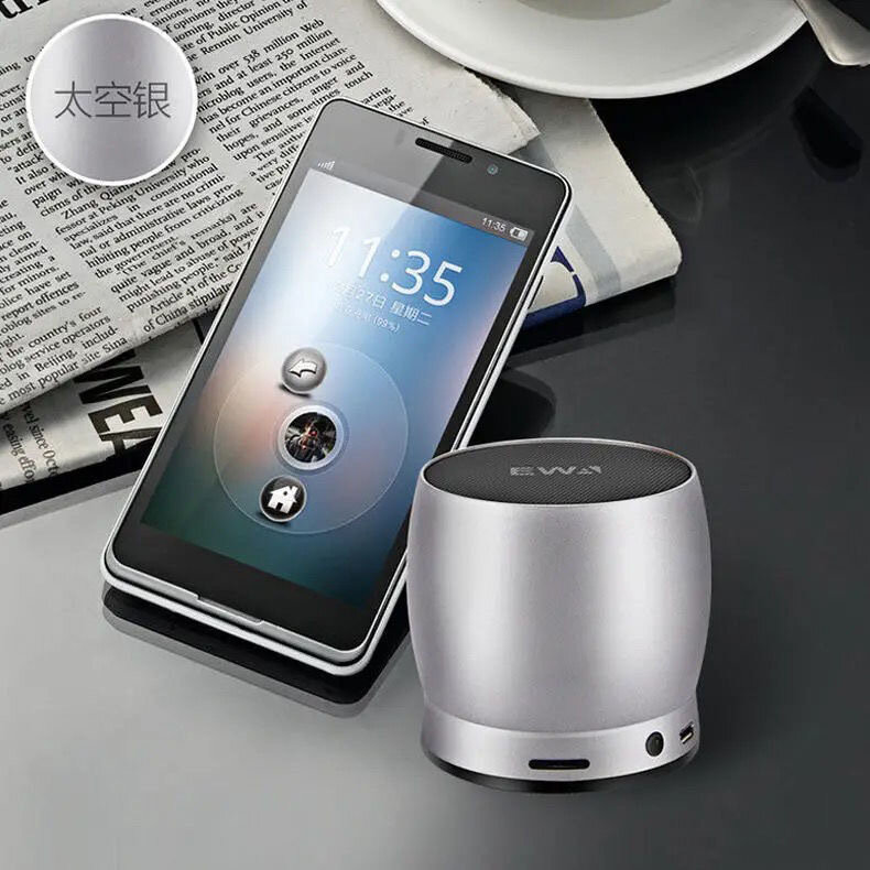 EWA A150 Bluetooth-колонка Металлический корпус Беспроводная Мини-бас-усилитель Портативная с картой Серебристый цвет