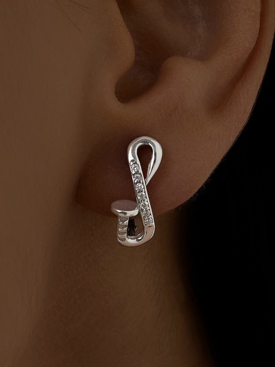 Серьги, серебро, 925 проба, родирование, фианит