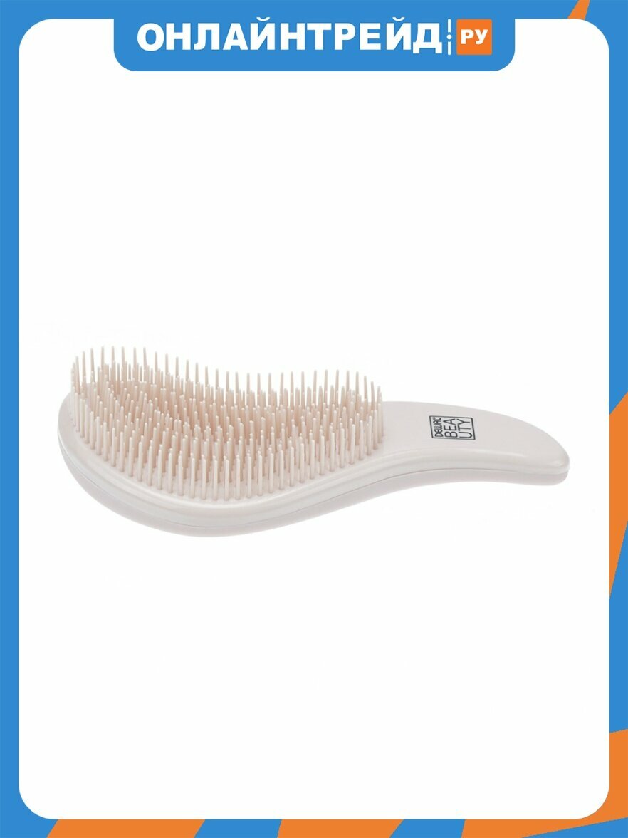 Щетка массажная Dewal Beauty Прованс, с пластиковым штифтом, большая с ручкой, пудровая