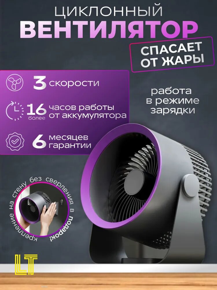 Настольный вентилятор 2604071124408702, темно-серый