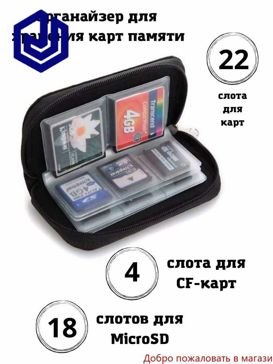 Кейс для карт памяти, органайзер для флешек 22 слота