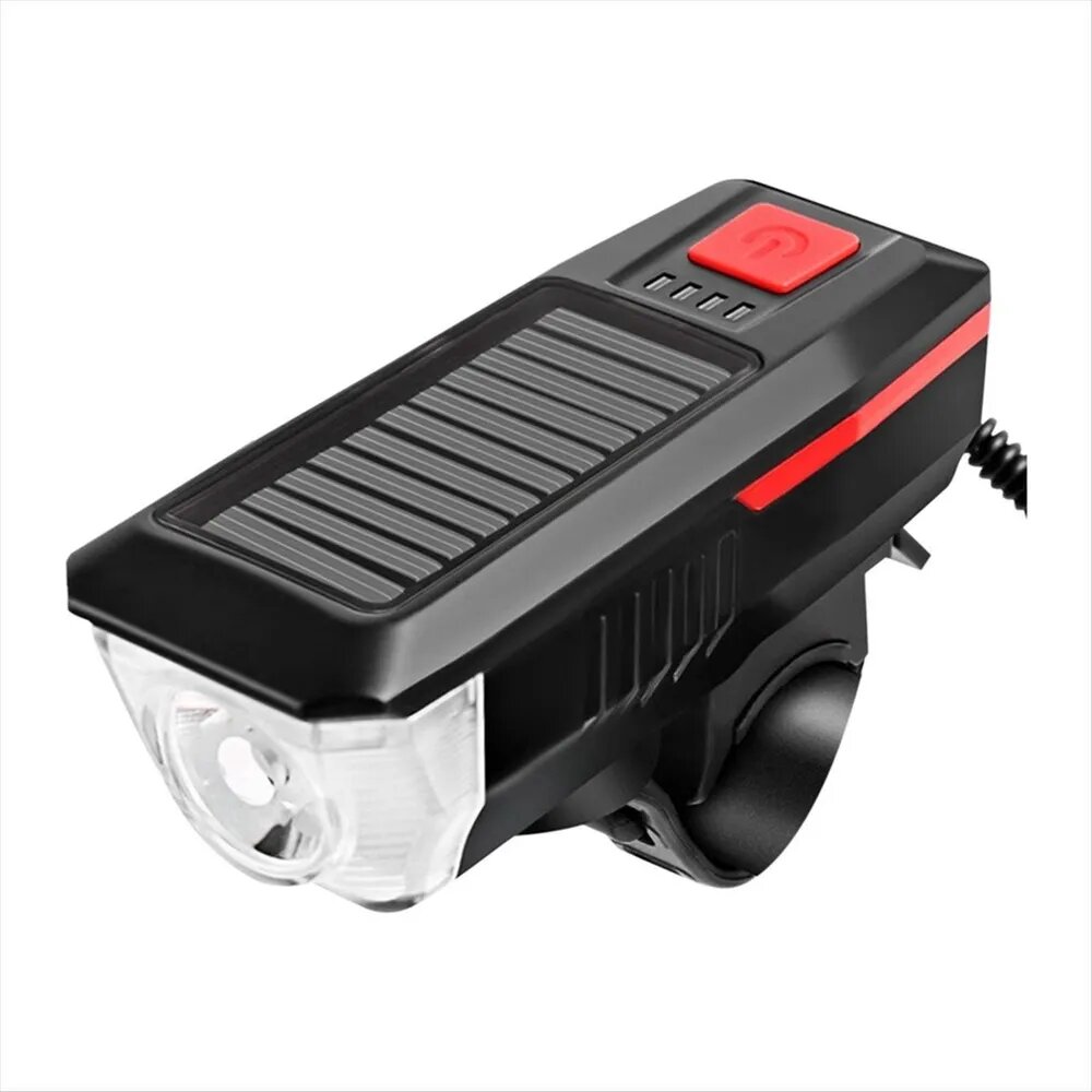 Передний велосипедный фонарь с USB-зарядкой, светодиодным звуковым сигналом и сигнальным звонком для езды по горным дорогам.
