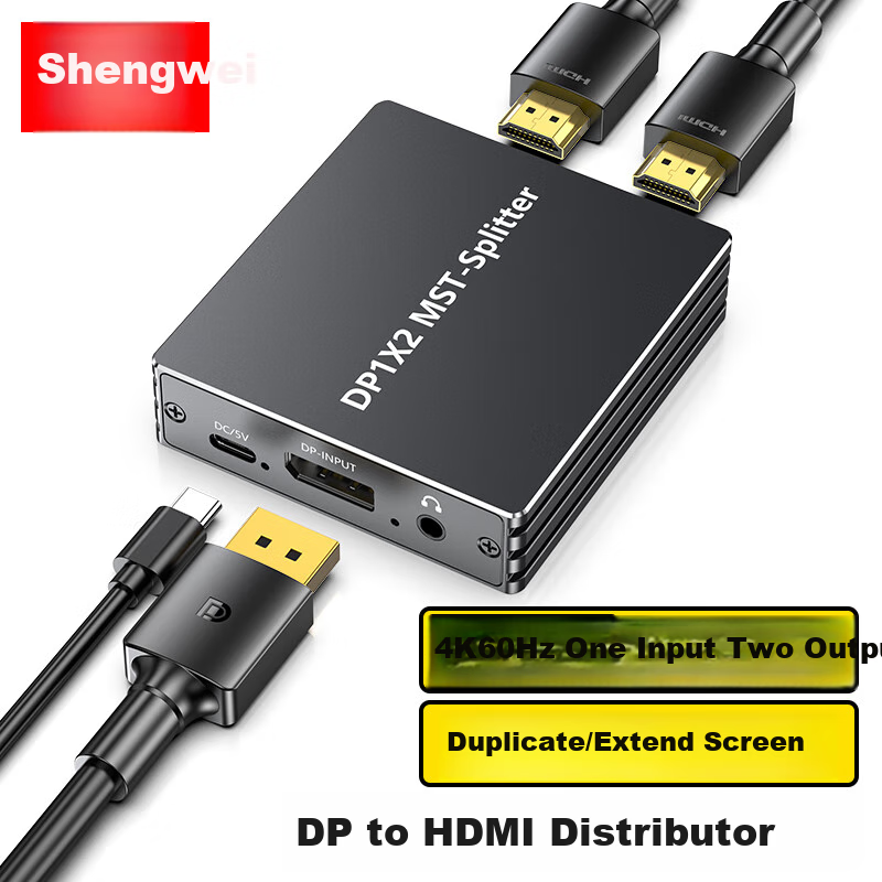 Shengwei DP в HDMI преобразователь док-станция 4K 60Гц многодисплейное расширение и копирование для настольного ПК