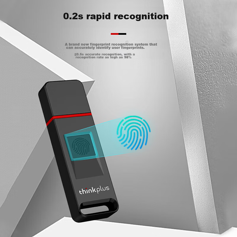ThinkPlus Lenovo FU200 Отпечаток пальца Зашифрованный 64GB USB 3.2 Металлический Флеш-накопитель для Бизнеса и Офиса