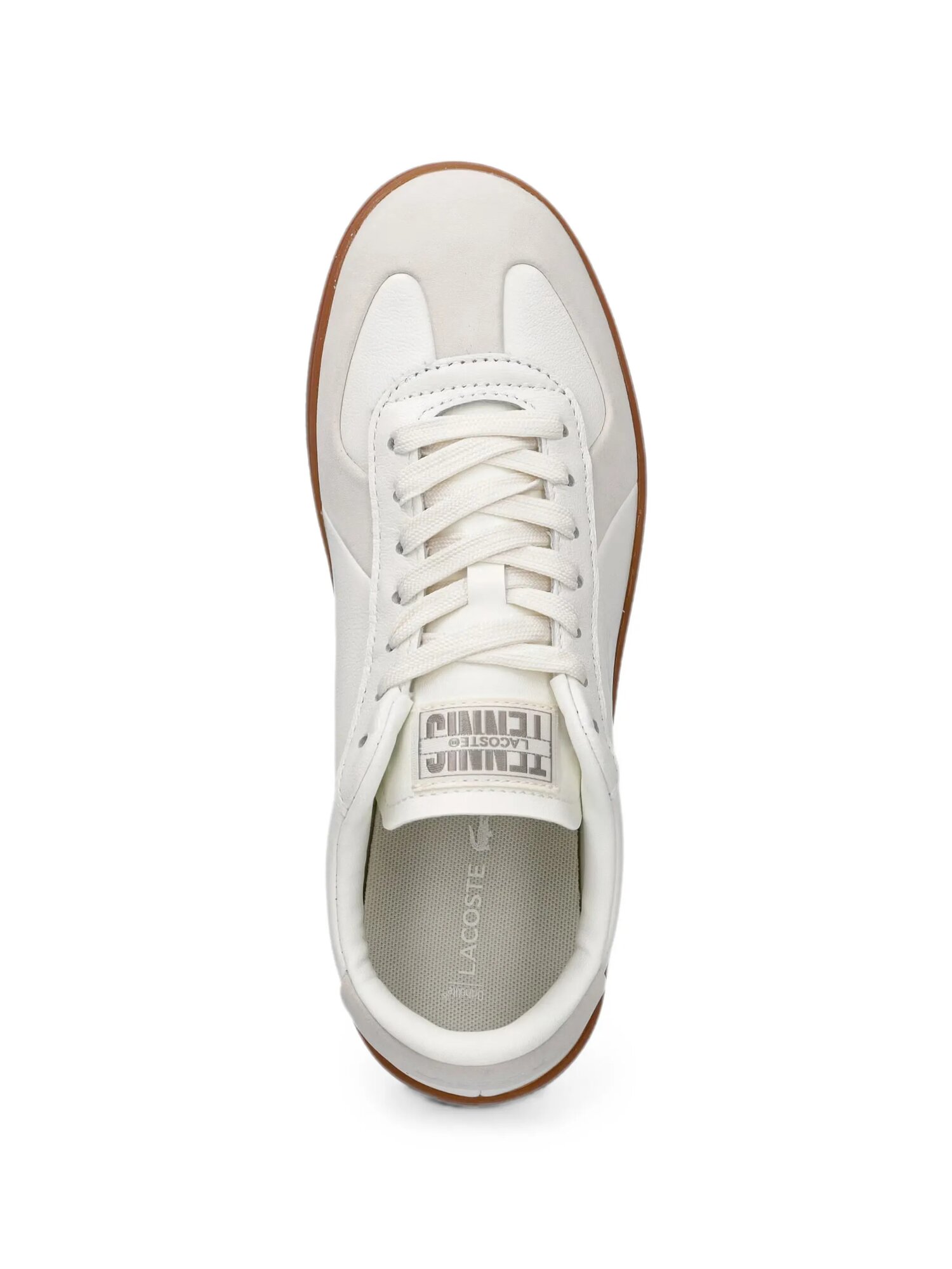 Кроссовки LACOSTE Panelled leather sneakers, размер 38 EU, бежевый/белый — фото 1