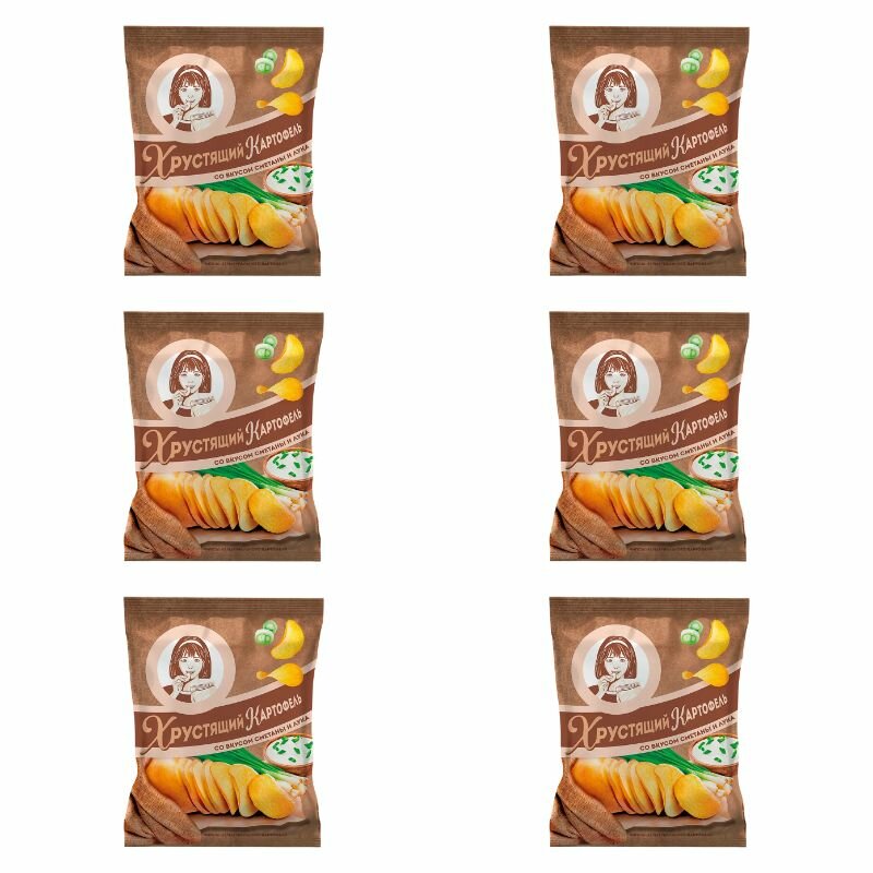 Хрустящий картофель Чипсы сметана, лук, 40 г, 6 штук