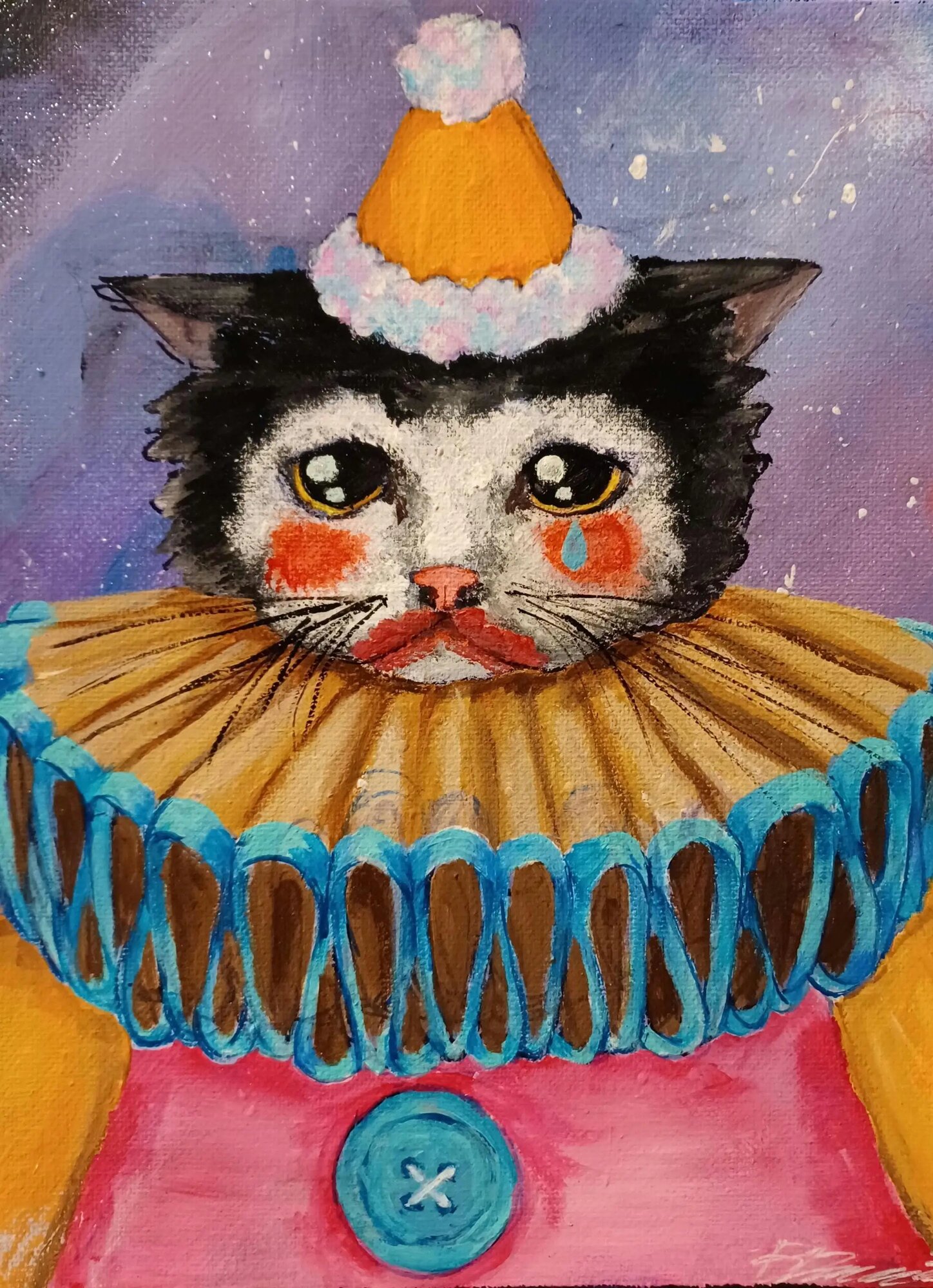 Постер "Грустный клоун-кот", 40x60 см, без рамки