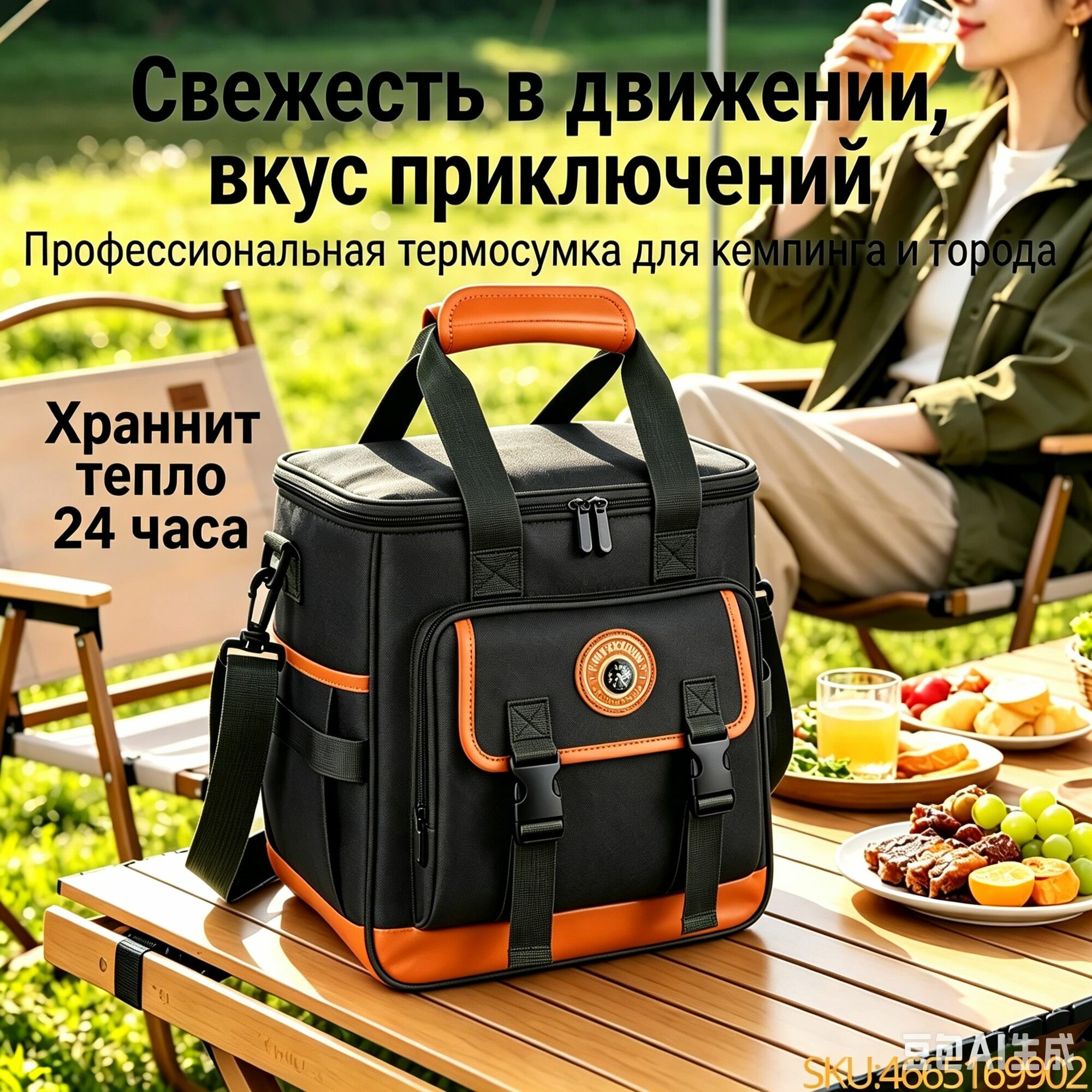 Холодильная сумка Термосумка-холодильник 16 литров бежевого цвета сохраняет температуру 24 часа для еды для пикника