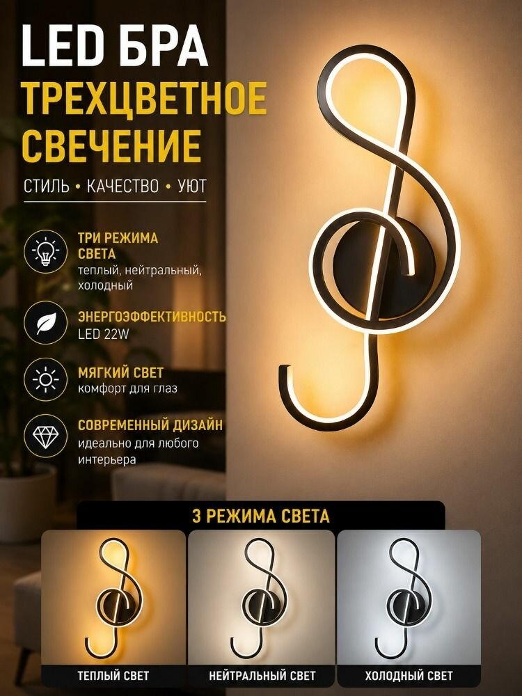 Настенный светильник с трехцветным затемнением