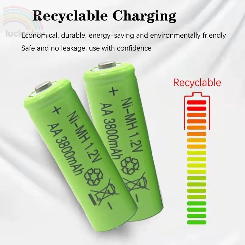 2шт 1.2-1.5V AA 3800mAh Зарядный аккумулятор NI - MH Запасные части для игрушек и часов