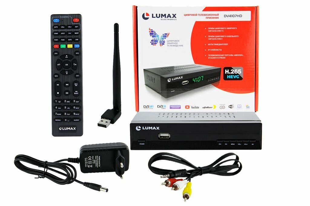 Цифровая приставка для DVB-T2, эфирная, тв бесплатно, 20 каналов, тюнер, ресивер, поддержка DVB-C, приемник. тв iptv LUMAX