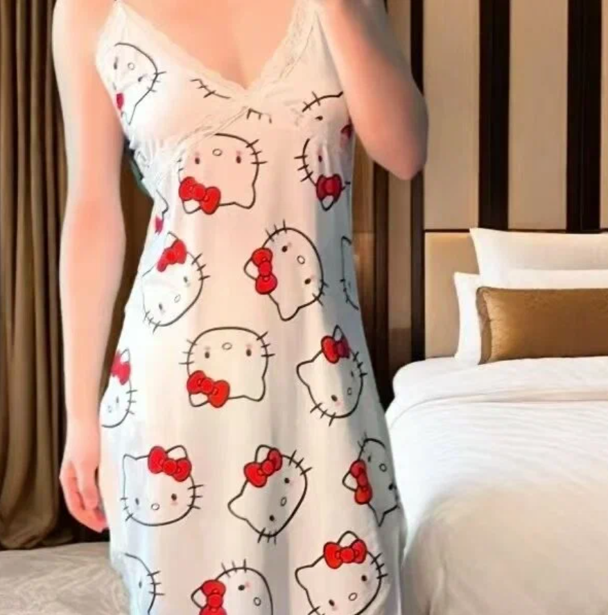 Sanrio Hello Kitty фигурка Новая ночная рубашка с подвязками из чистого кружева