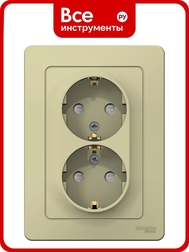 Розетка Systeme Electric Blanca внутр Беж 2-ая с/з со шторками, 16А, 250В SE BLNRS001127