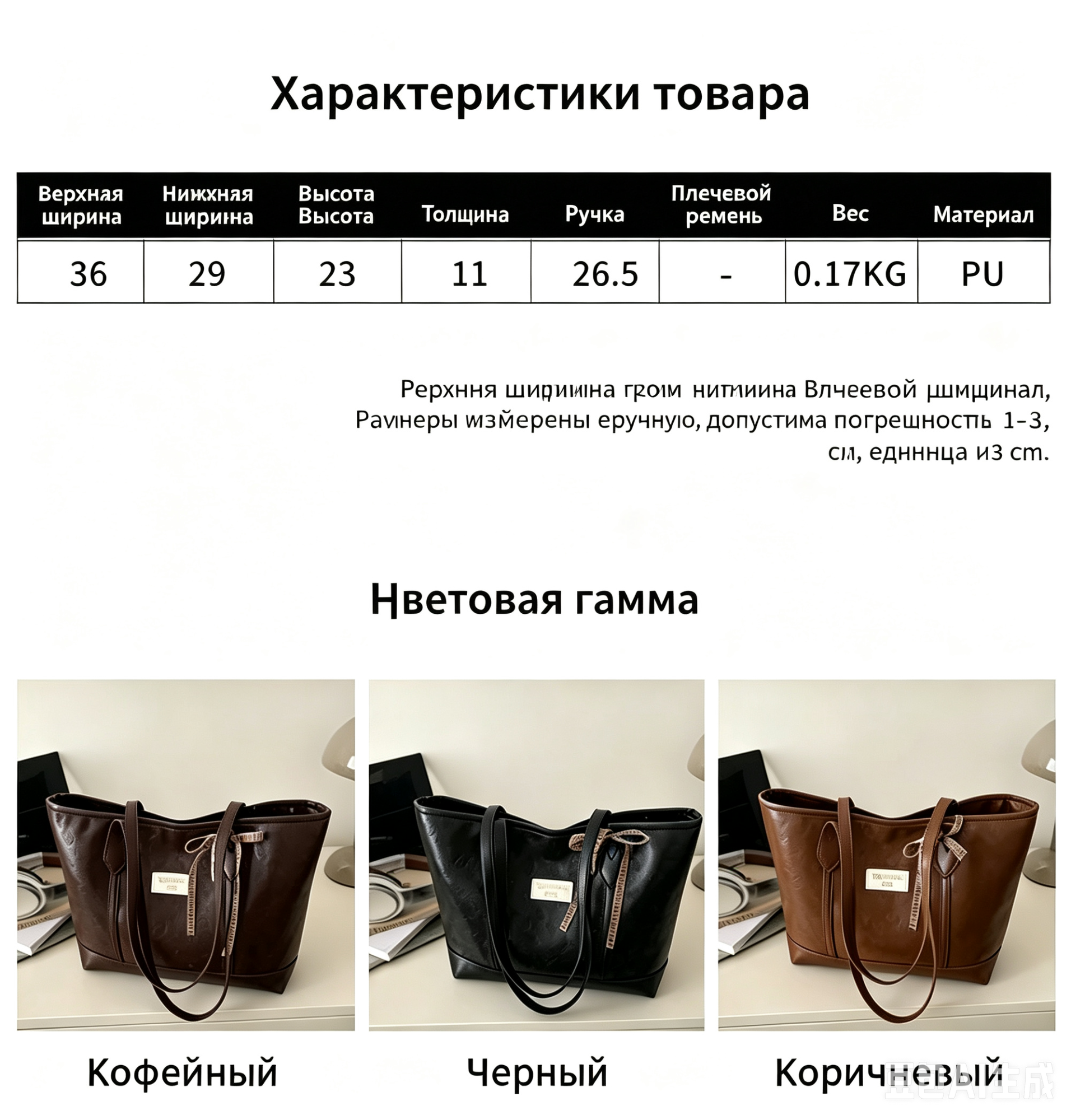 Сумка тоут , фактура тиснение, коричневый — фото 1