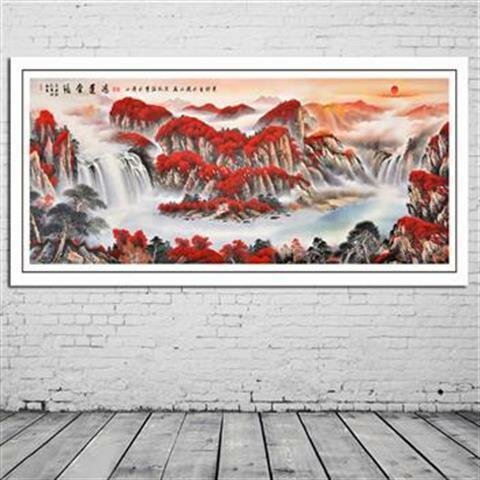 Картина фэншуй с пейзажем для украшения офиса, 70x140 см, холст с защитным покрытием, традиционное китайское искусство