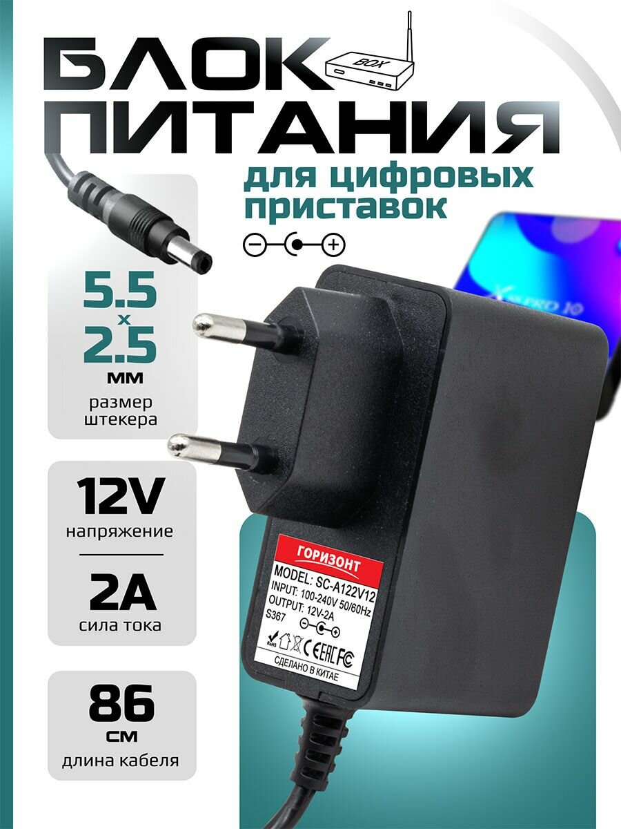 Импульсный блок питания 12В 2А для мониторов, роутеров и LED-лент