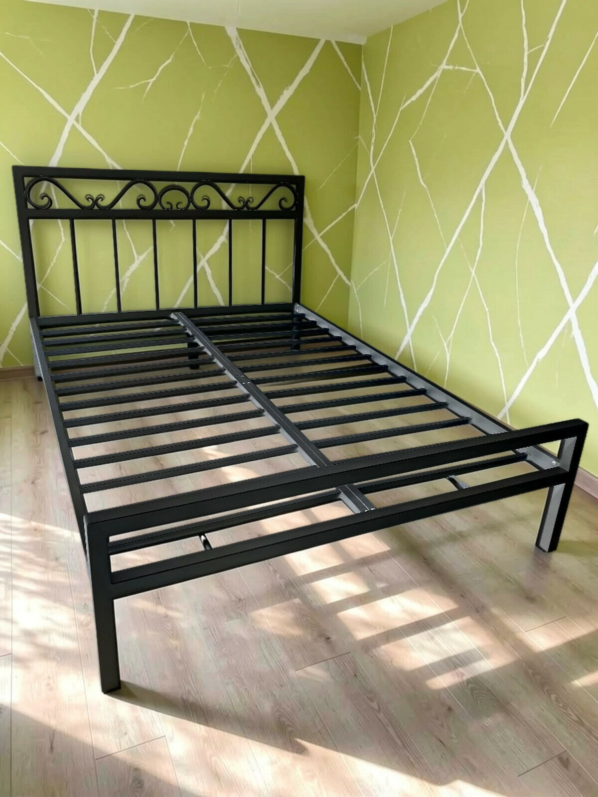 Кровать LOFT Mebel "Мира", ортопедическая, металлическая, черный муар