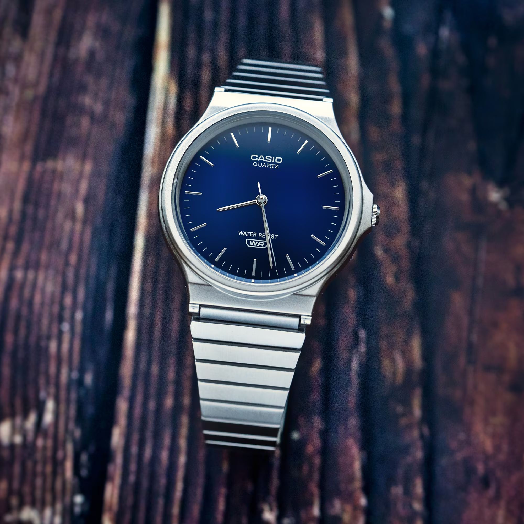 Наручные часы CASIO, серебряный, синий — фото 1