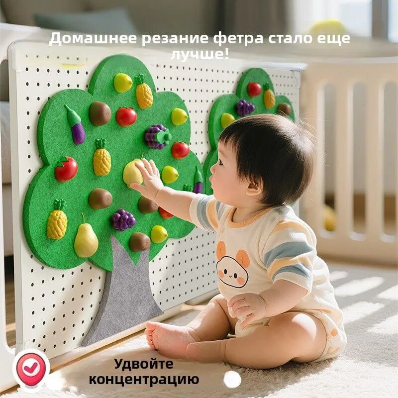 Развивающая игрушка из фетра с фруктами и животными для младенцев