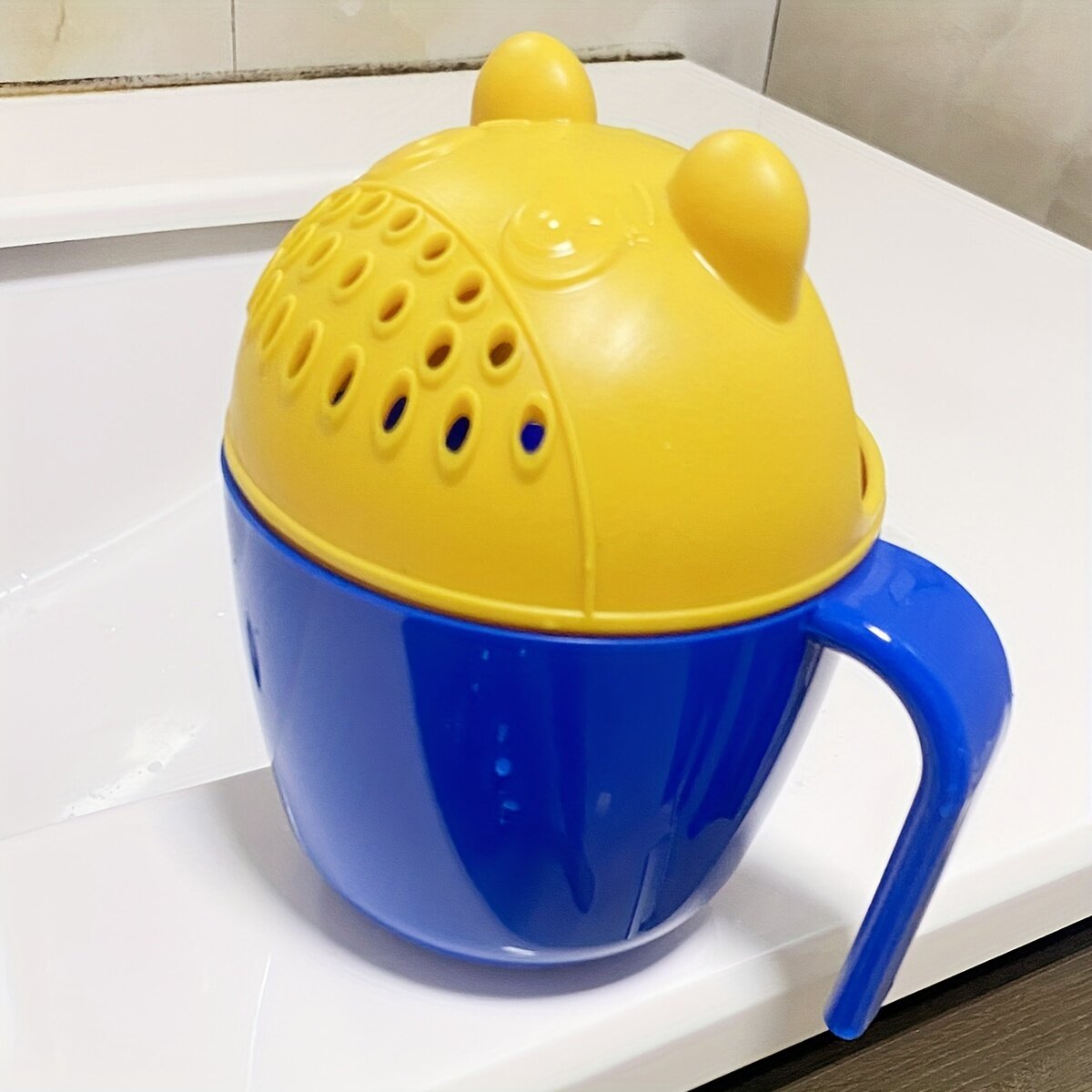 Кружка для душа с изображением медведя, желтая, 1 шт.