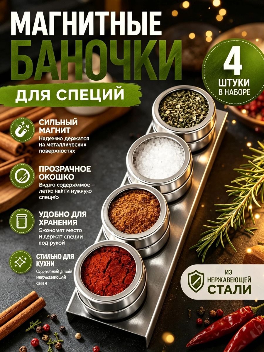 Набор для специй 4 шт abs пластик