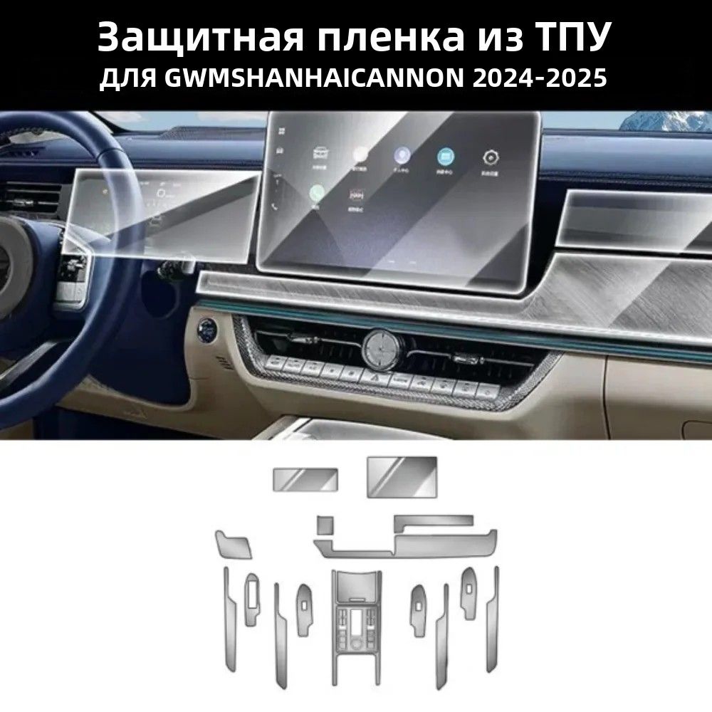 Защитная пленка из ТПУ для салона автомобиля, антицарапинная пленка для Great Wall Shanhai Cannon 24-25, прозрачные защитные наклейки против разрывов.