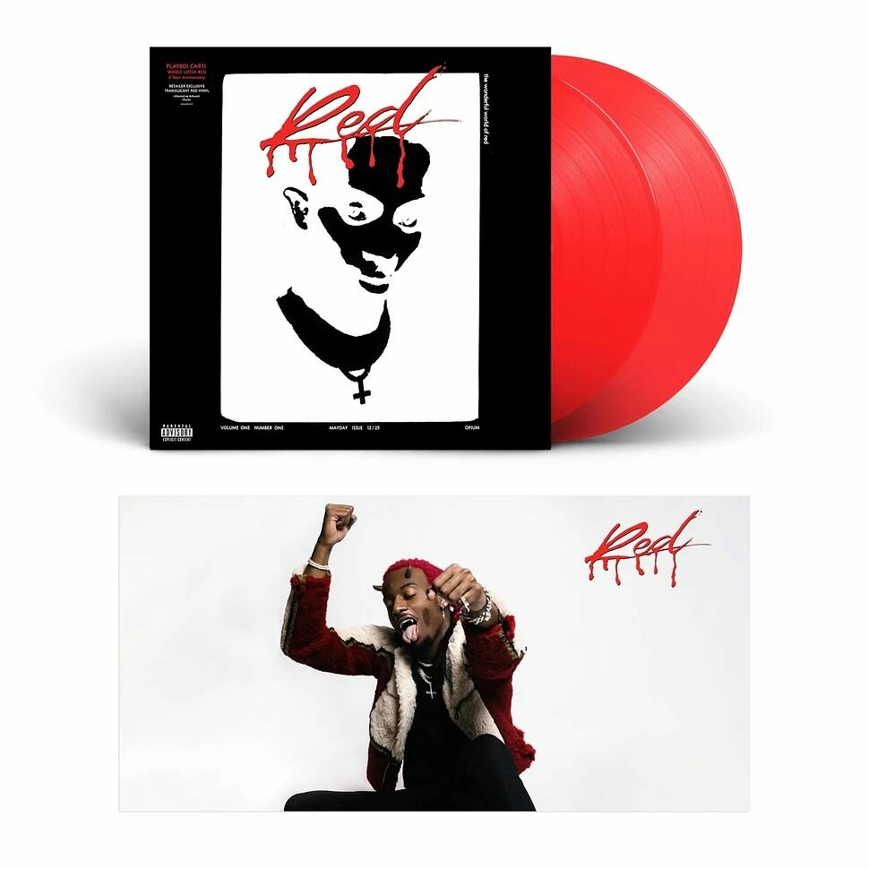 Playboi Carti - Whole Lotta Red (Red 5th Anniversary + Alternative Cover USA Limited) Цвет: Красный, Редкая Виниловая Пластинка с Альтернативной Обложкой из США, Фиты: Kanye West, Kid Cudi и Future