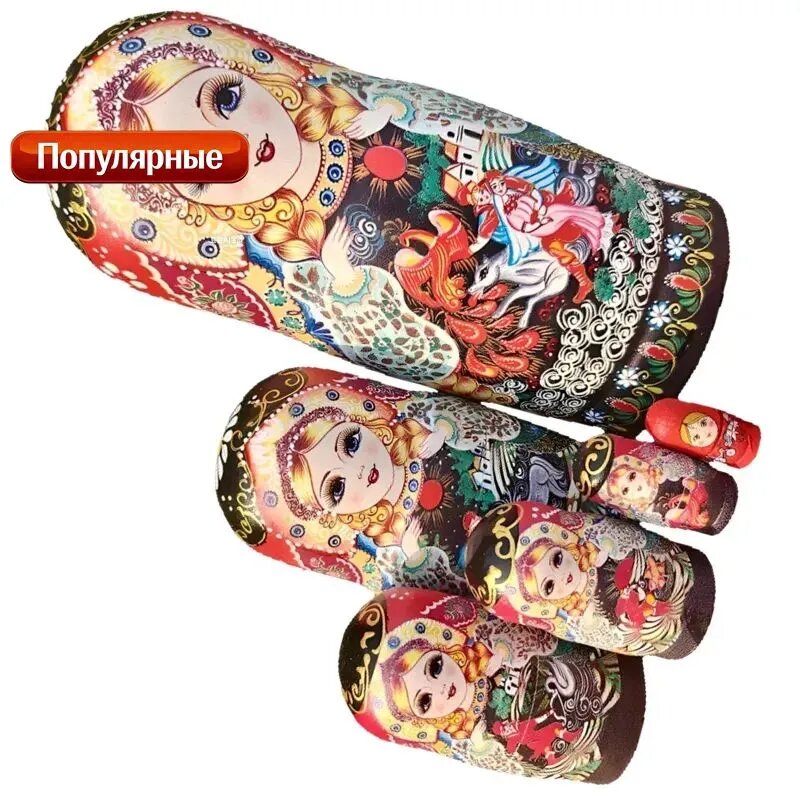 Ручная работа: набор из 6 русских матрешек гладкая деревянная игрушка с культурным дизайном