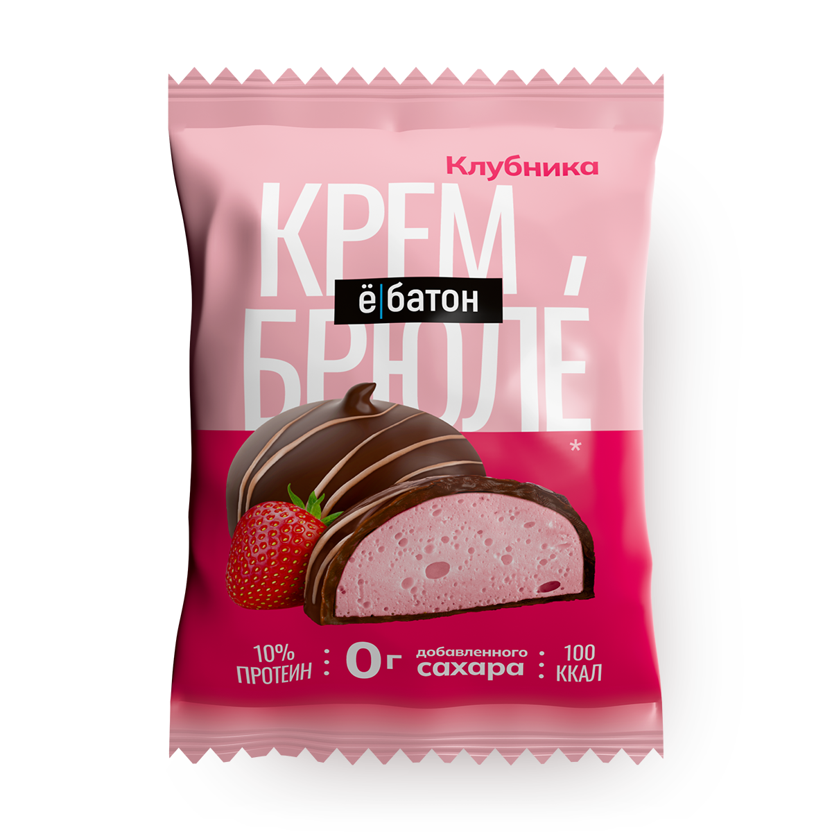 Десерт ягодный Ё|Батон Crеme Brule, клубника, с сахаром, 35 г