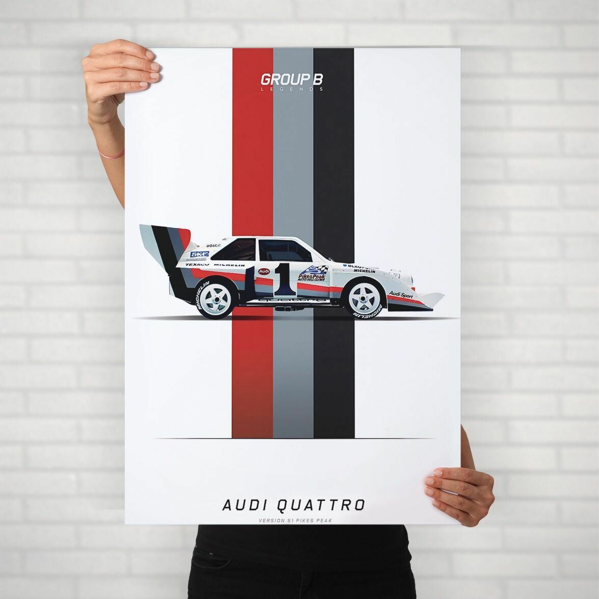 Плакат на стену для интерьера Культовые машины (Audi Quattro 4) - Постер по легендарным и классическим ретро автомобилям формата А2 (42x60 см)