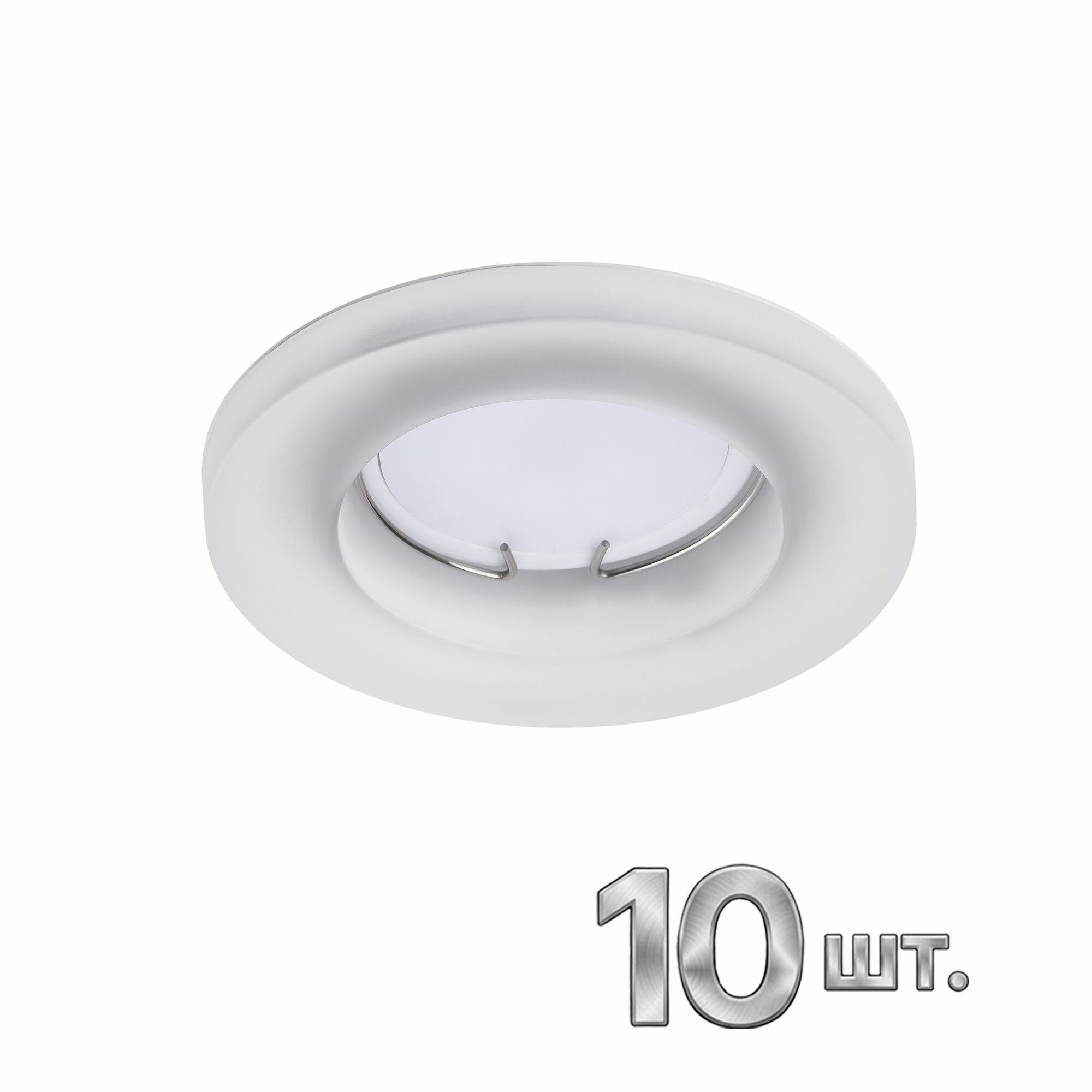 Светильник потолочный стеклянный встраиваемый G5.3 Lightstar ANELLO 002240, круглый, прозрачный, хром, комплект 10 шт.