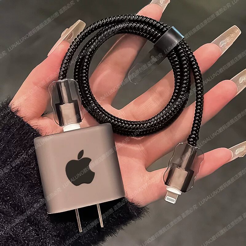 Набор чехлов для iPhone с черным логотипом Apple, 20Вт быстрая зарядка, 4 шт.