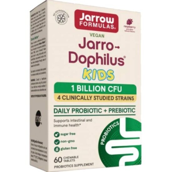 БАД Jarrow Джарро-Дофилус Кидс 1 млрд КОЕ со вкусом натуральной малины 60 табл.