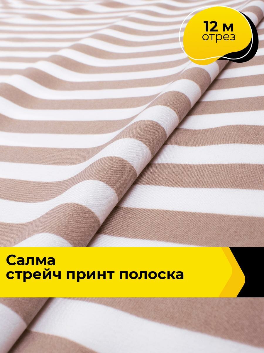 Ткань для шитья и рукоделия "Салма" стрейч принт полоска 12 м*150 см, цвет мультиколор