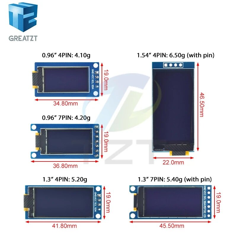 OLED дисплей 1.54" 4PIN, Color: 1.54 OLED 4PIN — фото 1