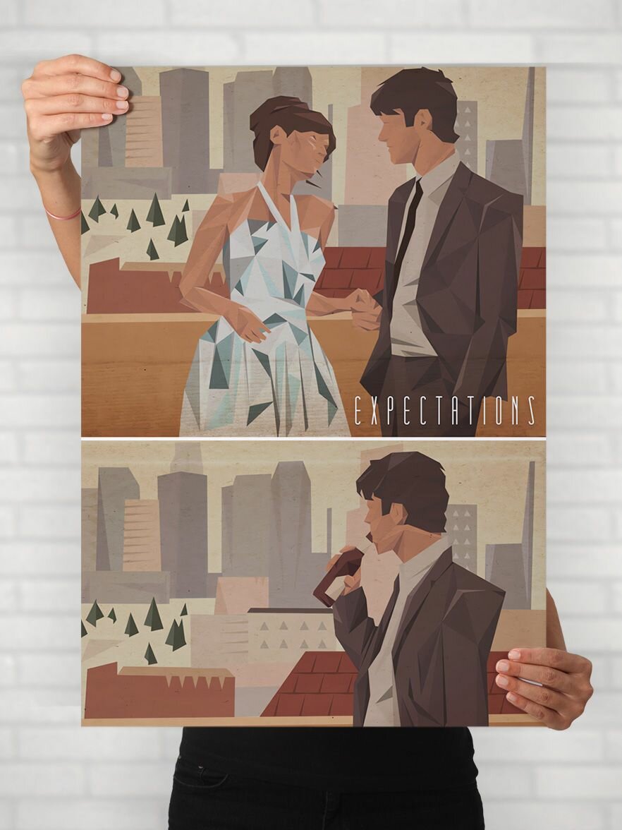 Плакат на стену для интерьера 500 дней лета (500 Days of Summer - Том и Саммер 6) - Постер по фильму кино формата А1 (60x84 см)