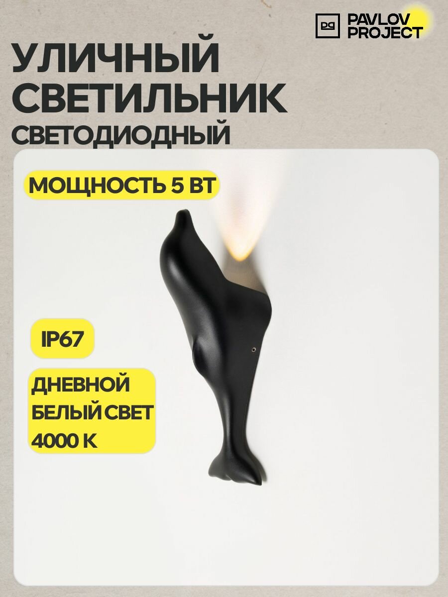 Светильник настенный бра уличный влагозащищенный, LED, 5 Вт PP-486 BK