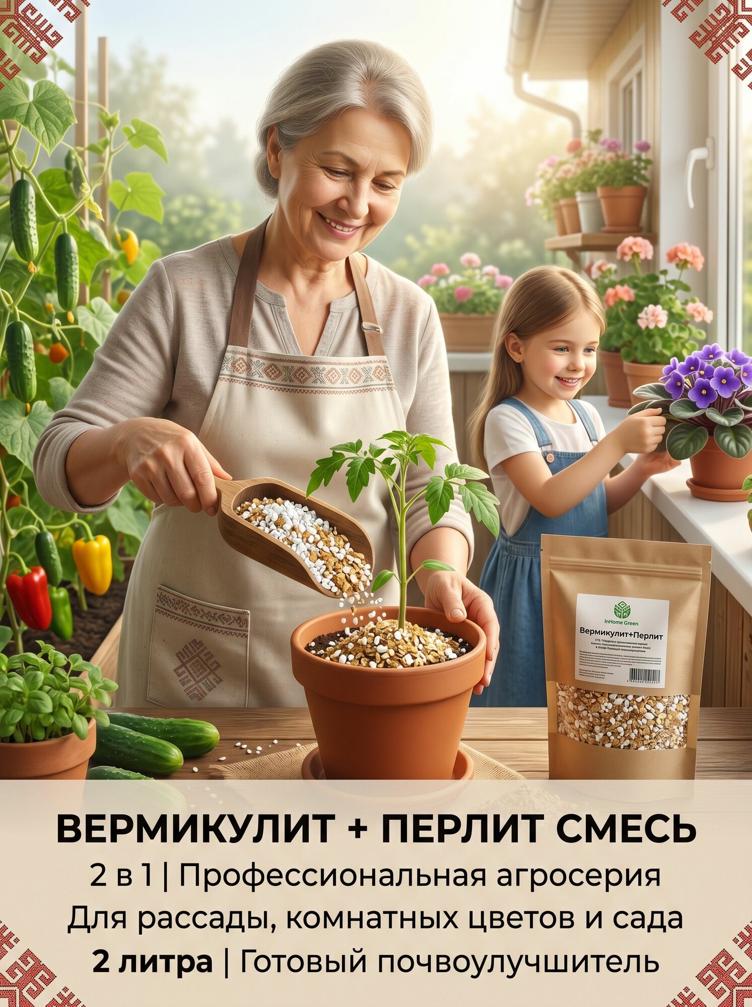 Агроперлит + Агровермикулит смесь 2 л Почвоулучшитель для рассады и цветов