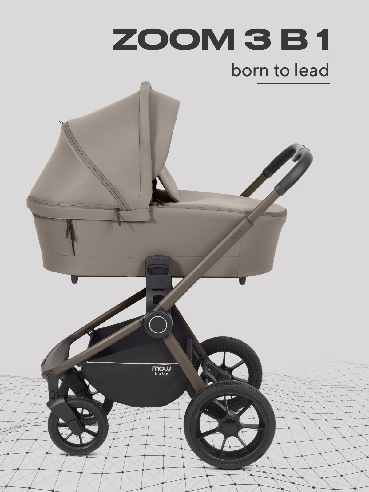 Коляска для новорожденных 3 в 1 MOWBaby ZOOM универсальная RA087 Milky