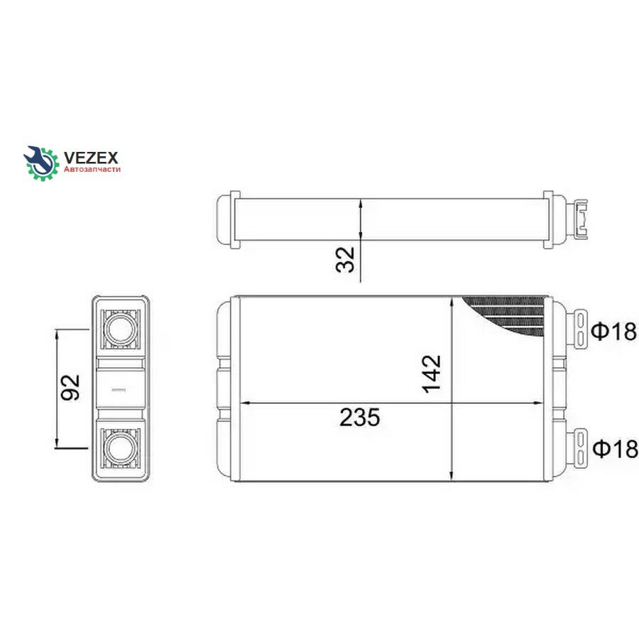 NRF 54312 радиатор печки! 235x146x32\ Opel Movano 1.9-2.5DCi 00>
