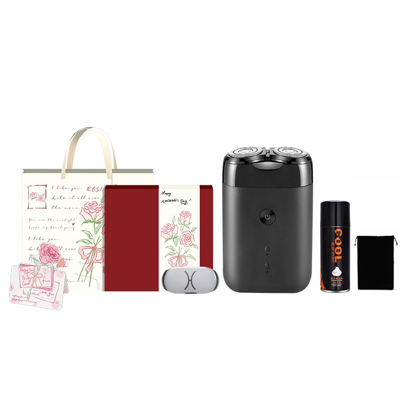 Электробритва мужская вращающаяся Xiaomi S100, S 100 Black-Rose Care Box