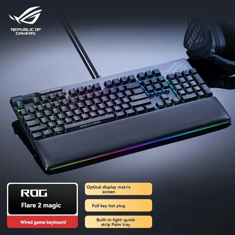 ASUS Игровая клавиатура проводная ROG Strix Flare II Animate RGB, (ROG NX Blue), Английская раскладка, серый металлик