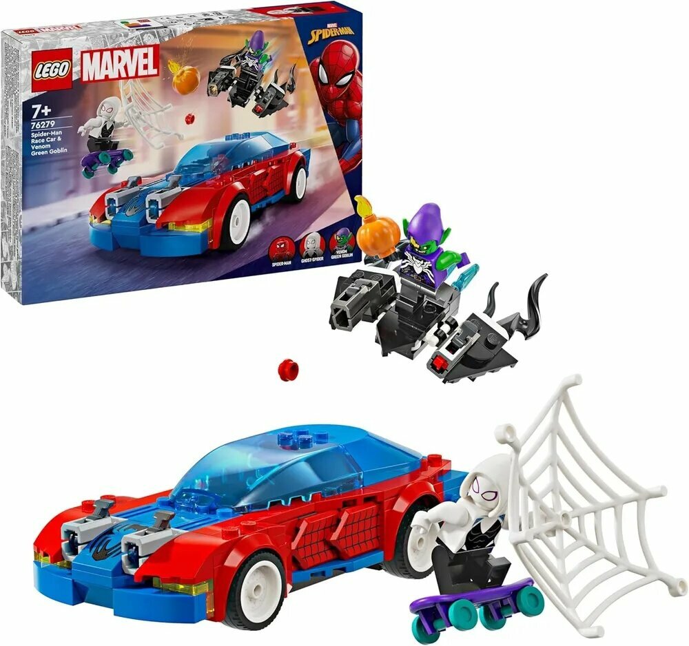 Конструктор LEGO Super Heroes Гоночная машина Человека-паука и Зеленый гоблин Венома, 227 деталей, возраст от 7+, 76279