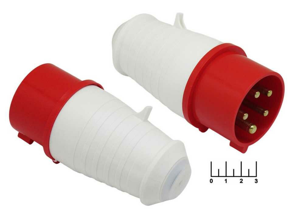 Разъем силовой штекер 5pin 16A (015) на кабель Эра