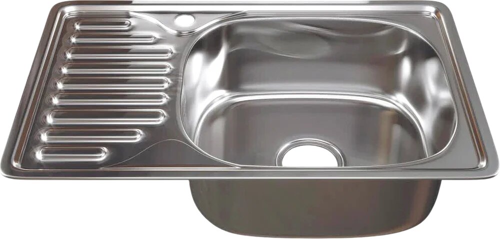 Мойка кухонная Mixline 536117 металлическая, 66x42, прямоугольная, мойка для кухни, с крылом, российская