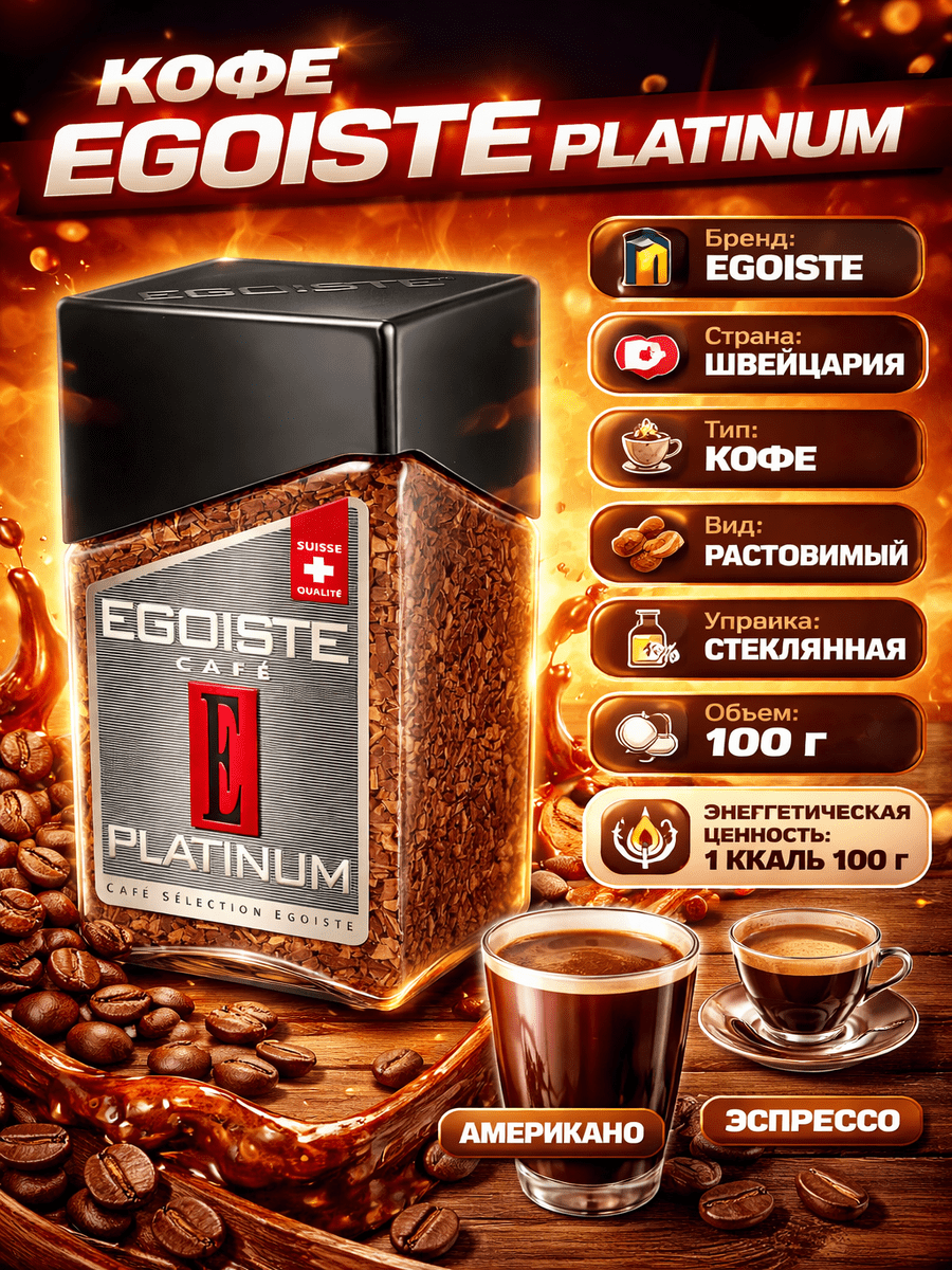 Кофе Egoiste Platinum растворимый сублимированный, 100г