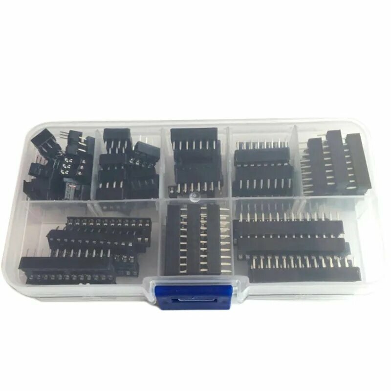 66шт DIP IC Розетки Адаптер под пайку Комплект розеток 6,8,14,16,18,20,24,28-контактный для PCB Набор Сделай Сам