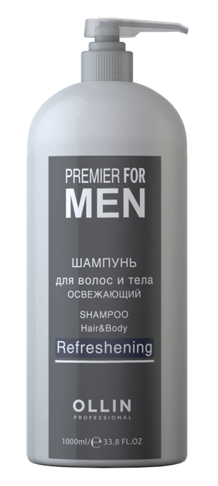 Ollin premier for men шампунь для волос и тела освежающий 1000 мл