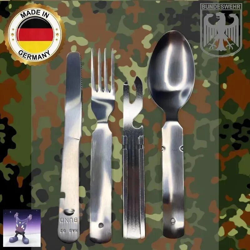 Туристический набор столовых приборов BUNDESWEHR, на рыбалку, охоту, в поход